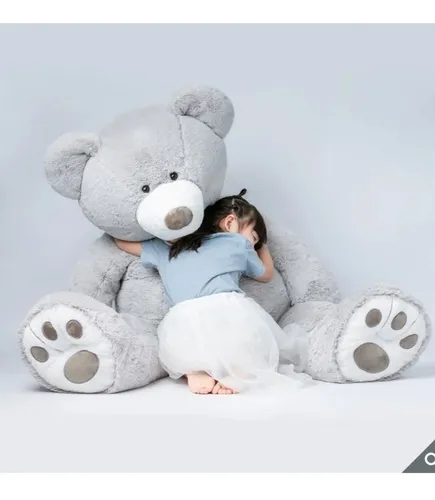 Oso De Peluche Gigante 134cm Color Gris Claro Hugfun 4 8kg Meses Sin