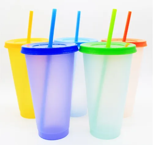 Set 5 Vasos Mágico Cambia Color Con Agua Fría 720ml Colores Meses Sin