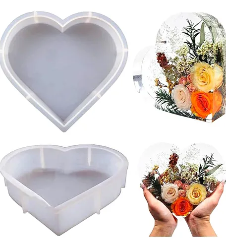Molde Silicona Base Corazon Jumbo Artesanal Resina Epoxica Meses Sin