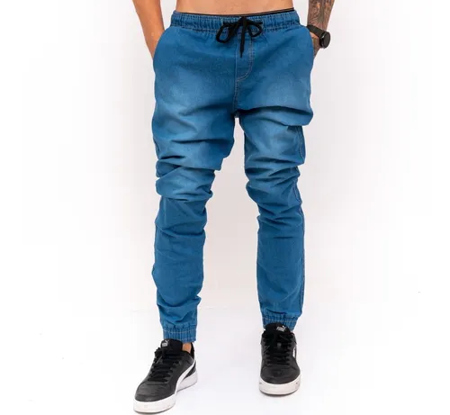 Calças Jeans Camuflada Masculina Jogger Com Punho Elastico Escorrega