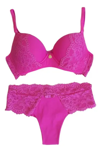 Conjunto Calcinha E Sutiã Sexy Luxo Sensual Com Bojo E Renda