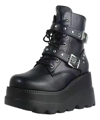 Botas De Piel Para Mujer Zapatos Góticos De Tacón Grueso Y | Envío gratis