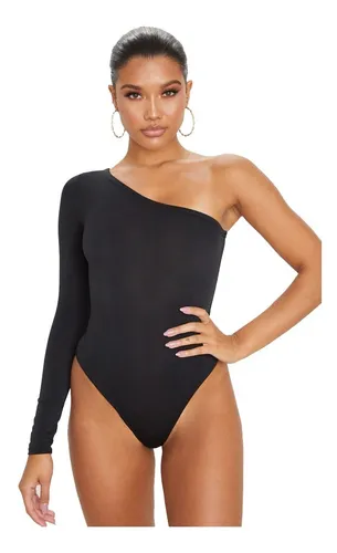 Body Bory Feminino Manga Comprida Um Ombro Só Viscose Mercadolivre