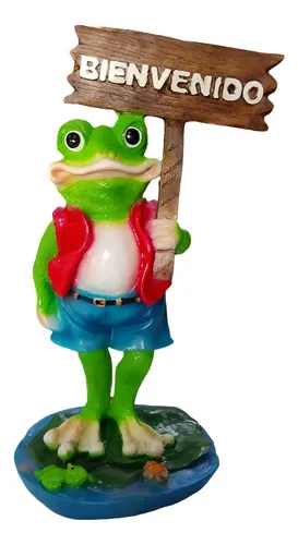 Rana Parada Bienvenido Figura De Resina 42 Cm Verde | MercadoLibre