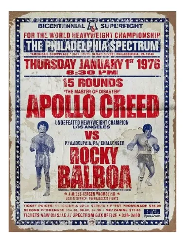 Letrero Apollo Creed Vs Rocky Balboa Retro Vintage Cuadro | MercadoLibre