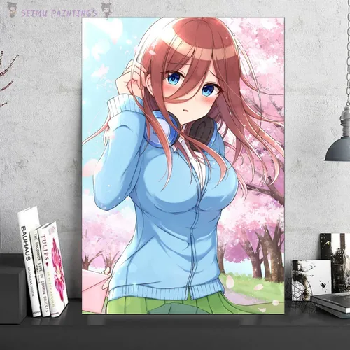 Cuadro Decorativo Anime Quintillizas Waifu Miku Nakano 40x60 Meses