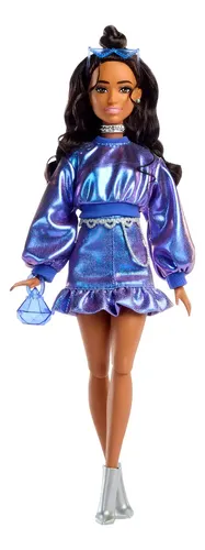 Boneca Barbie Fashionista Com Cabelo Castanho E Conjunto Azul ...
