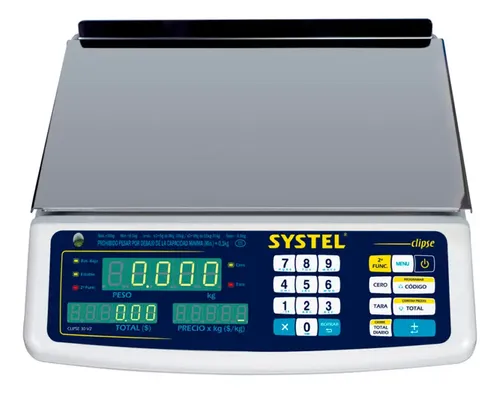 Balanza comercial digital Systel Clipse con batería 31kg color blanco ...