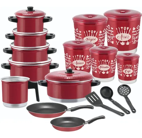 Kit de cazuela, olla para leche, comida y sartén roja | MercadoLibre Kit de cazuela, olla para leche, comida y sartén roja | MercadoLibre