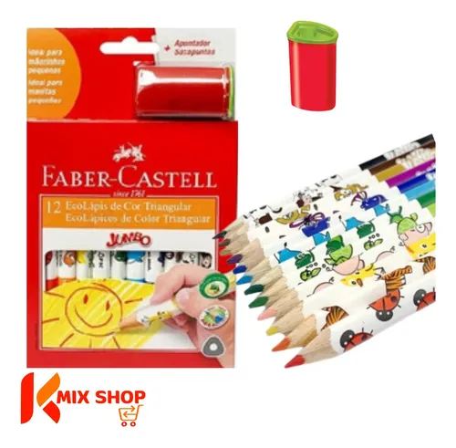 Lápis De Cor Jumbo Triangular- 12 Cores Faber Castel Lápis De Cor Jumbo Triangular- 12 Cores Faber Castel