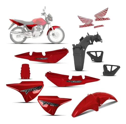 Kit Carenagem Cg 150 Titan 2008 Ks 08 Vermelha C Adesivos Frete Grátis
