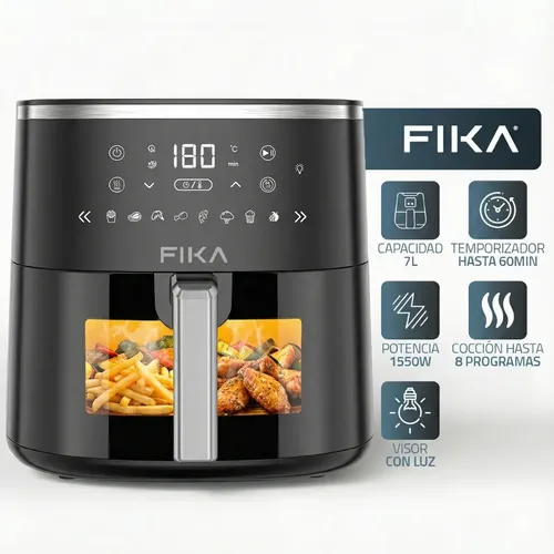 Freidora De Aire Fika 7L Air Fryer Digital Con Visor 1550w 8 Programas ...