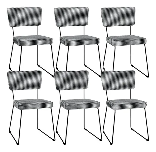 Kit 06 Cadeiras Para Sala De Jantar Allana Pied Poule | Parcelamento ... Kit 06 Cadeiras Para Sala De Jantar Allana Pied Poule | Parcelamento ...