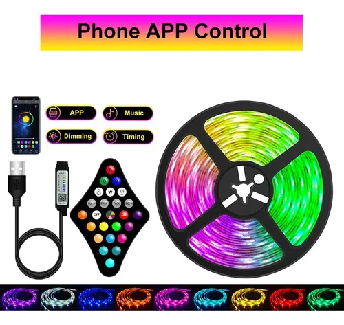 Tira De Luces Led Usb De 1 A 30 M 5050 Rgb App Control Color | Meses ... Tira De Luces Led Usb De 1 A 30 M 5050 Rgb App Control Color | Meses ...