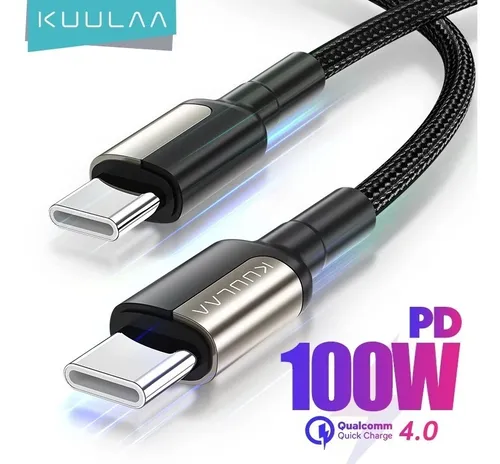 Cable De 100w Kuulaa Usb C - Usb C Carga Rápida 2 Mts Qc4.0 Cable De 100w Kuulaa Usb C - Usb C Carga Rápida 2 Mts Qc4.0