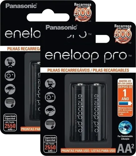 4 Pilhas Rec Eneloop Pro Aa Bk 3hcde 2bb 2cartelas C 2 Frete Grátis