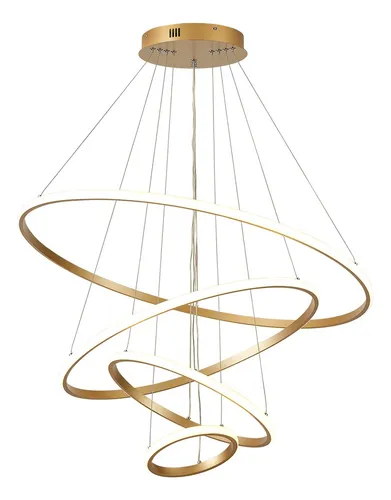 Lámpara Colgante Tipo Candelabro 4 Anillos Led 4000 K 86 W Color