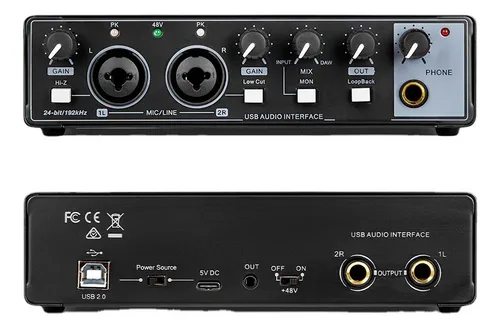Interfaz De Audio Usb Para Micrófono Instrumento Color Negro | Envío gratis