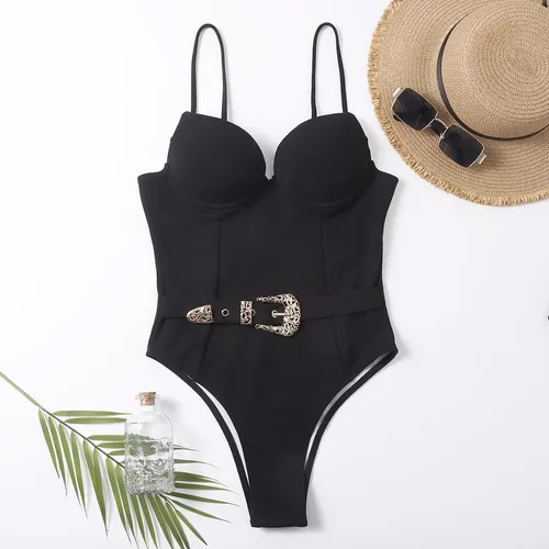 Bikini Biquíni Maiô Bojo Preto Cinto Lançamento Luxo 539s