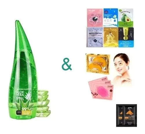 Gel Aloe Vera Regenerador 15 Mascarillas Coreanas Surtidas Meses