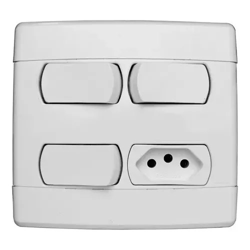 Conjunto Interruptor Triplo Simples Tomada 4x4 Neo Sottile Conjunto Interruptor Triplo Simples Tomada 4x4 Neo Sottile