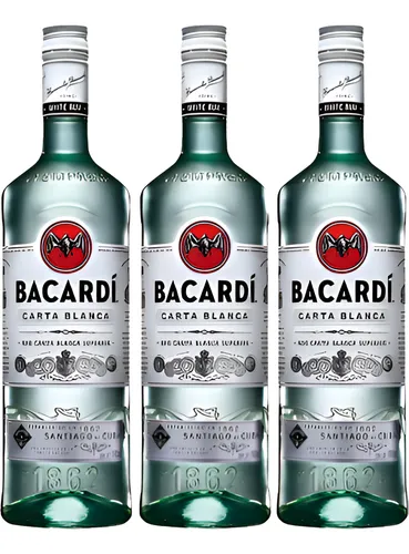 Pack Ron Bacardi Carta Blanca 980ml 3 Unidades | Envío gratis