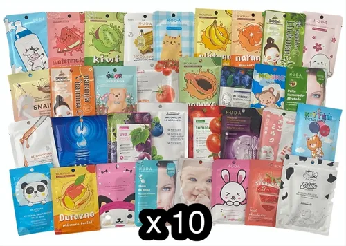Lote Paquete 10 Mascarillas Coreanas De Tela En Sobre Hidratantes Surtidas