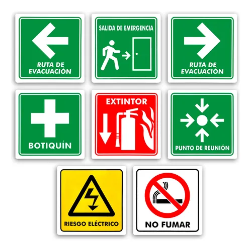 Señalamientos De Protección Civil Seguridad Kit De 8 Pzas | Envío gratis