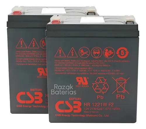 Kit 2 Bateria Csb Hr 1221w F2 12vdc 21w Cs3 12v 5ah Nobreak Preto ...