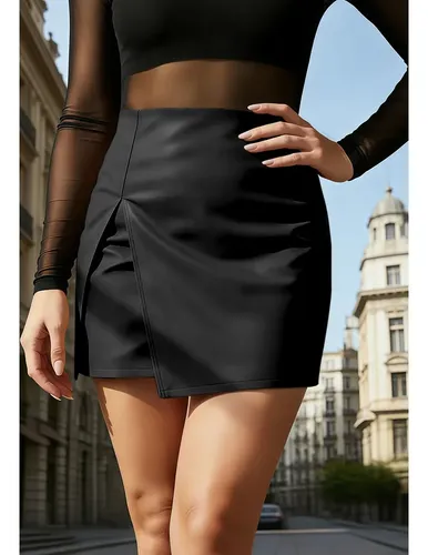 Falda Toronto Short Vinipiel Corta Sexy Cuero Abertura Mini | MercadoLibre