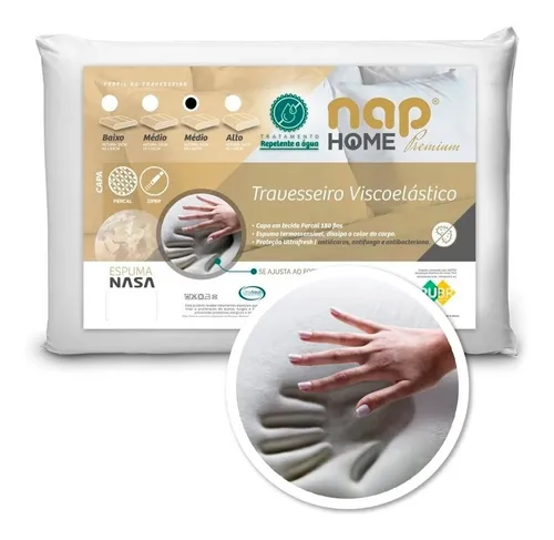 Travesseiro Nasa Nap Visco Perfil Médio 14cm Percal Zíper | Frete grátis Travesseiro Nasa Nap Visco Perfil Médio 14cm Percal Zíper | Frete grátis