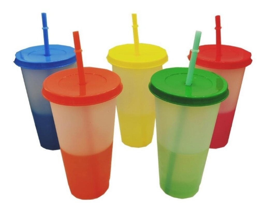 10 Vasos Magico 720ml Cambia Color Con Agua Fria Meses Sin Intereses