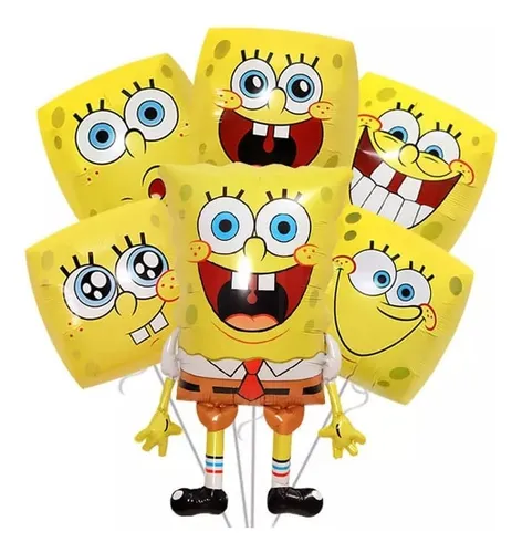 Set Globos Aluminio Bob Esponja 6 Piezas Cuotas Sin Interés