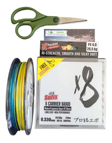 Linea Trenzada Sufix X8 0.330mm, 60 Lb, Multicolor Y Tijeras | Envío gratis Linea Trenzada Sufix X8 0.330mm, 60 Lb, Multicolor Y Tijeras | Envío gratis