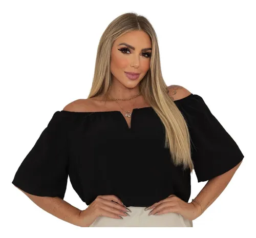 Camisa Feminina Duna Social Decote Curta Gola Ombro A Ombro Mercadolivre