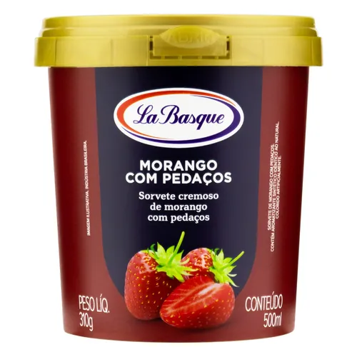 Sorvete Morango com Pedaços La Basque Pote 500ml | MercadoLivre Sorvete Morango com Pedaços La Basque Pote 500ml | MercadoLivre