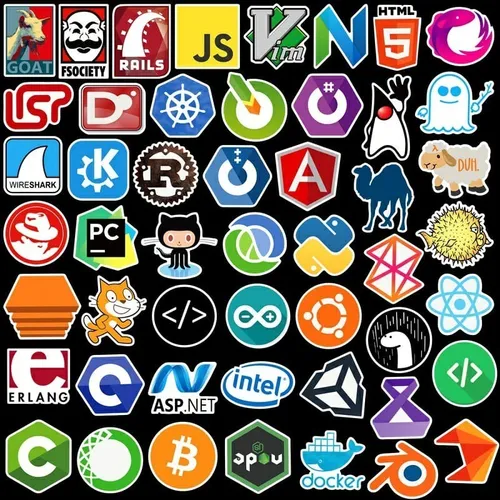 Kit C50 Adesivos Ruby Javascript Php React Html Css Java