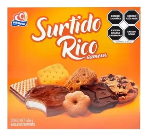 Galletas Gamesa Surtido Rico De 436 Gr, Caja Con 12 Piezas