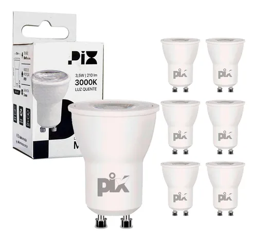Kit 10 Lâmpadas Led Mr11 Mini Dicroica 3 5w Gu10 3000k Pix Frete Grátis
