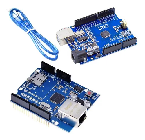 Kit Placa Uno Smd Atmega328 + Cabo + Shield Ethernet W5100 | Frete grátis Kit Placa Uno Smd Atmega328 + Cabo + Shield Ethernet W5100 | Frete grátis