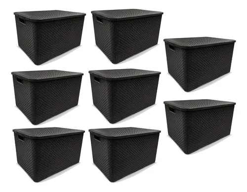 Kit 10 Caixas Organizadoras Rattan Preta 20 Litros Arqplast | Frete grátis Kit 10 Caixas Organizadoras Rattan Preta 20 Litros Arqplast | Frete grátis