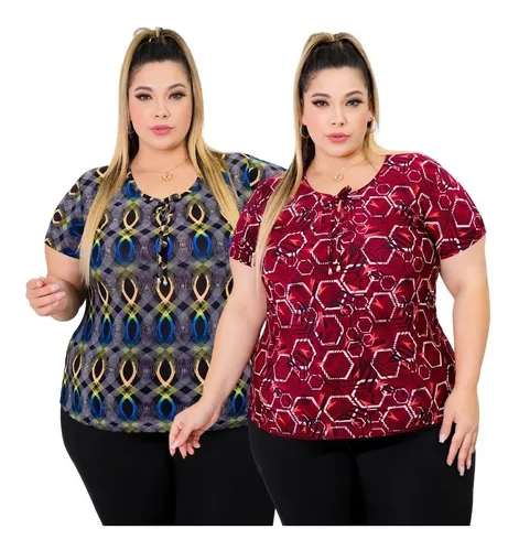Kit 2 Blusa Plus Size Feminina Tamanho Especial Liganete Mercadolivre
