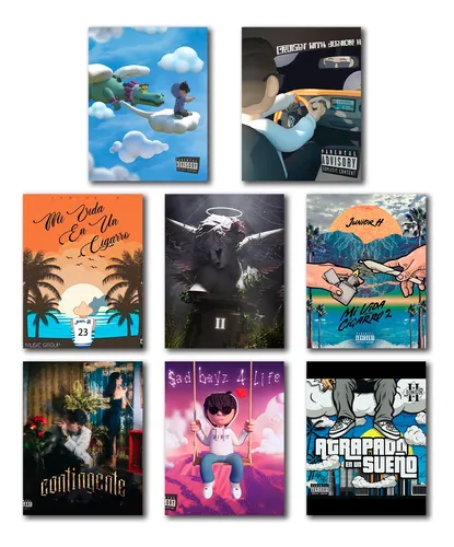 Cuadros Decorativos Junior H Discografía Álbum 8 Piezas | Envío gratis