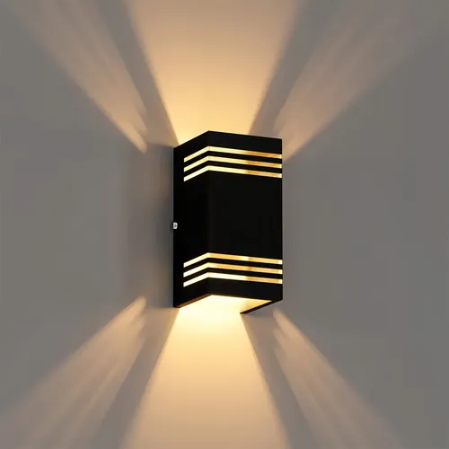 Arandela 6 Frisos Grande Externa Em Alumínio Para Parede Muro Cor Preto ...