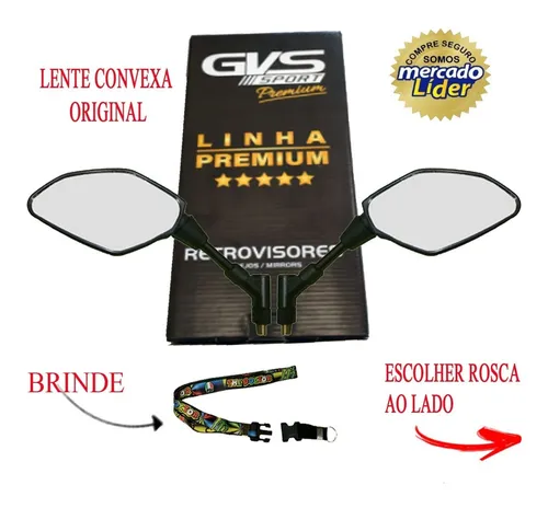 Retrovisor Gvs Modelo Yamaha Mt03 Lente Convexa Par Giro 360 Frete Grátis