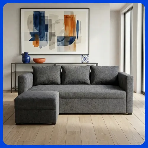 Sala Modular Colima 4 Plazas Sofá Con Taburete Para Sala Color Gris ...
