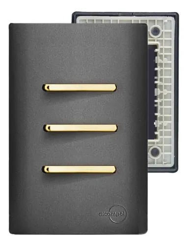 Conjunto Interruptor Triplo Simples Gold 4x2' Grafite Novara ... Conjunto Interruptor Triplo Simples Gold 4x2' Grafite Novara ...