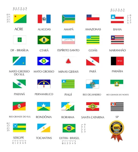 Adesivos Bandeira Estados Brasileiros 5 X 3 Cm 27 Unidades