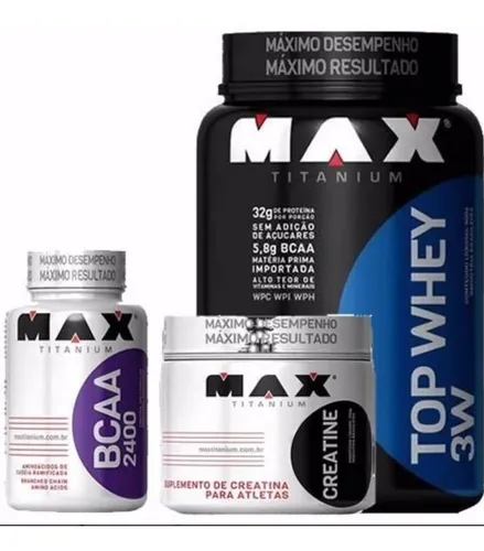 Combo Top Whey 3w 900g Bcaa 100 Caps Creatina 150g Max Frete Grátis