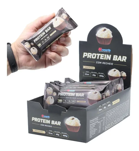 Caixa 12 Barrinhas Proteina Barra C/ Recheio Growth Saudavel ... Caixa 12 Barrinhas Proteina Barra C/ Recheio Growth Saudavel ...